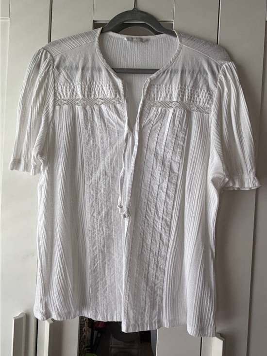 Lucky Brand | Tops | Lucky Brand White Pintuck Lace Peasant Blouse ...